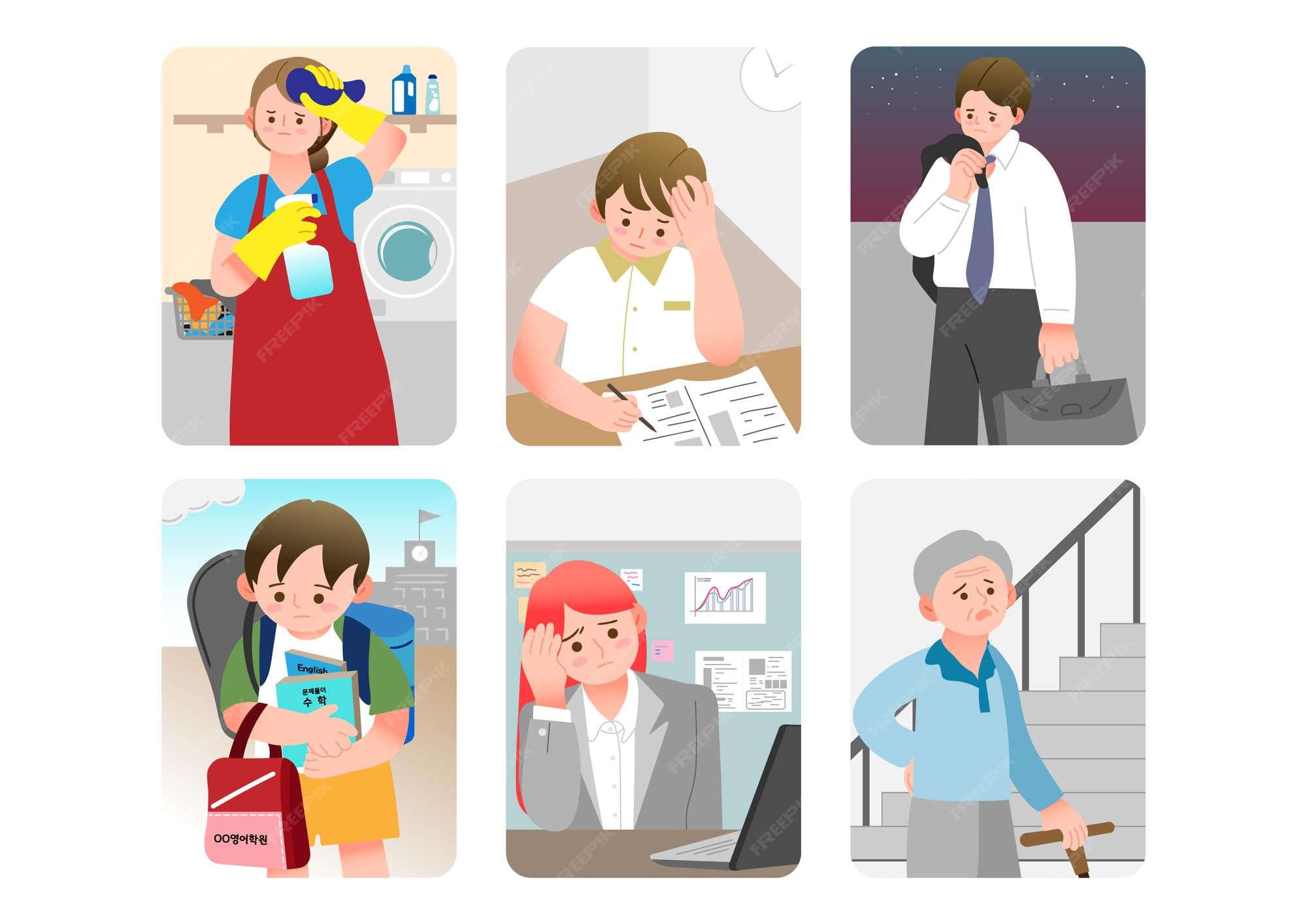 Ilustração de pessoas cansadas e com dificuldades | Vetor Premium Ilustração de pessoas cansadas e com dificuldades | Vetor Premium