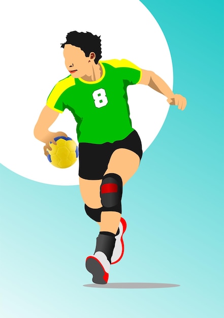 Ilustração desenhada à mão de uma silhueta de um jogador de handebol em ... Ilustração desenhada à mão de uma silhueta de um jogador de handebol em ...