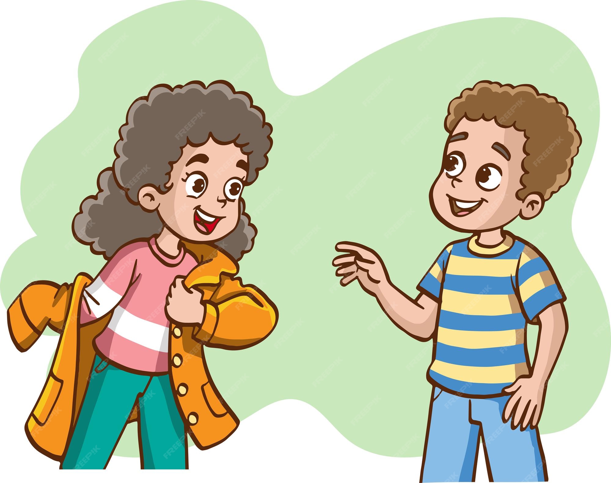 Ilustração vetorial de duas crianças conversando | Vetor Premium Ilustração vetorial de duas crianças conversando | Vetor Premium