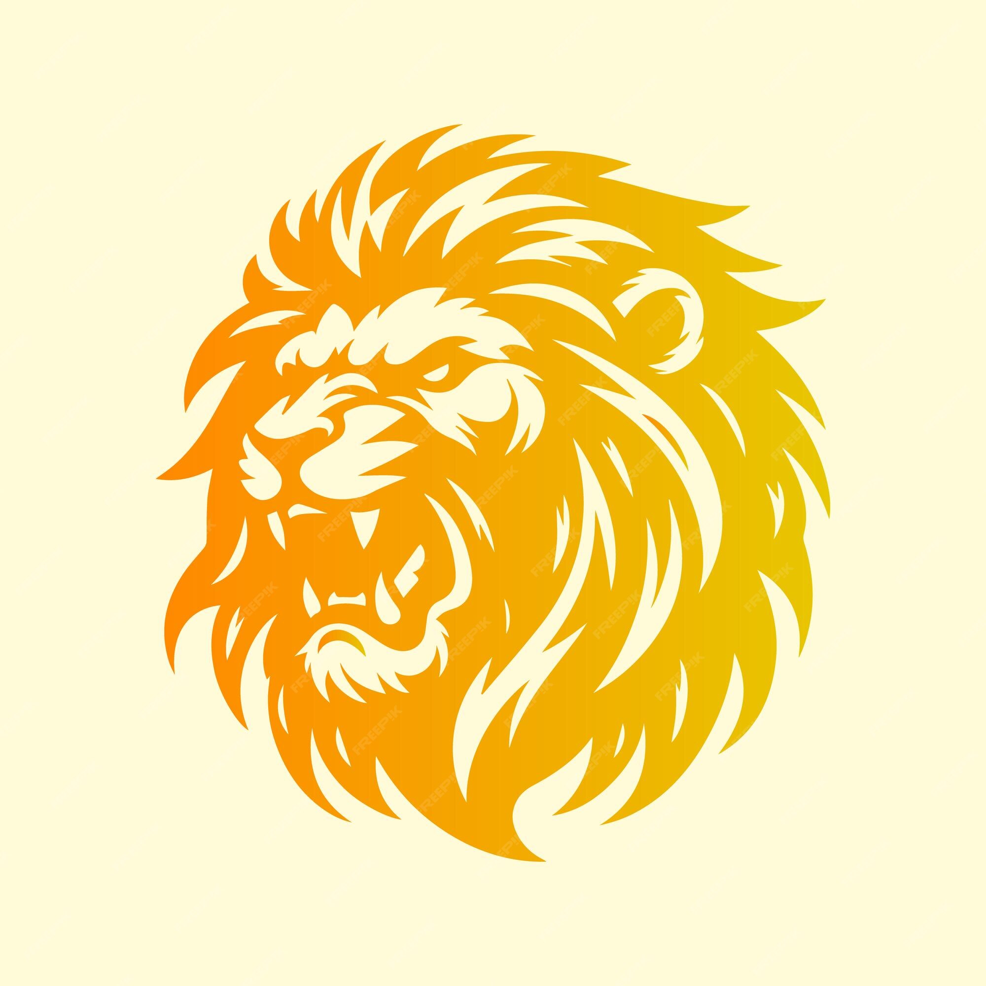 Ilustração Vetorial Do Design Do Logotipo Da Cabeça De Leão Gradiente