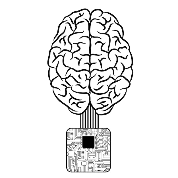 Integração de chip cerebral | Vetor Premium Integração de chip cerebral | Vetor Premium
