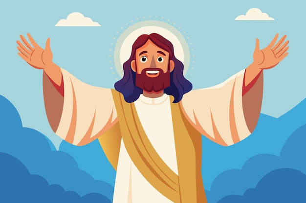 Jesus De Pé No Deserto Com Os Braços Estendidos Jesus Com As Mãos