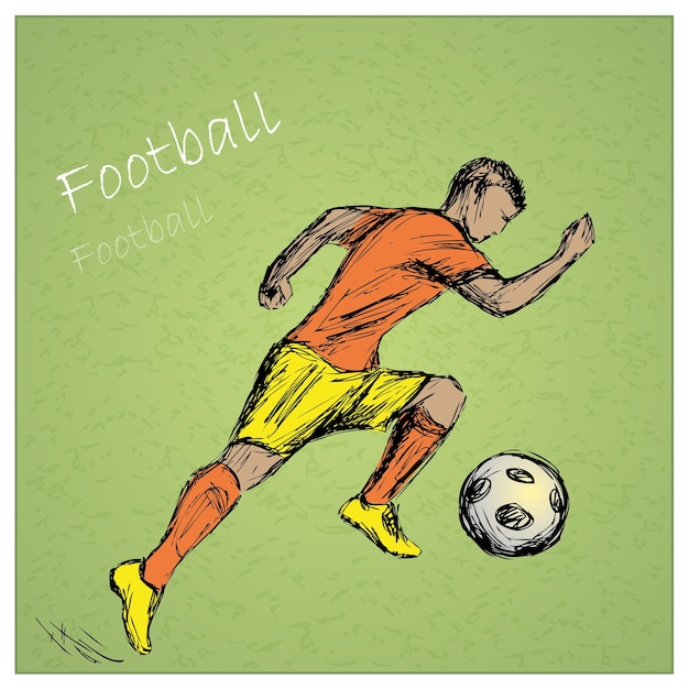 Jogador de futebol desenho de mão vetorial | Vetor Premium Jogador de futebol desenho de mão vetorial | Vetor Premium