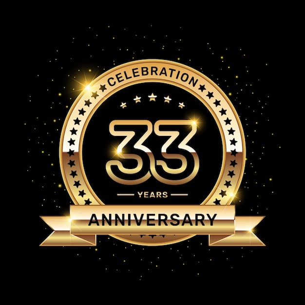 Logotipo de aniversário de 33 anos com um número e modelo de vetor de ... Logotipo de aniversário de 33 anos com um número e modelo de vetor de ...