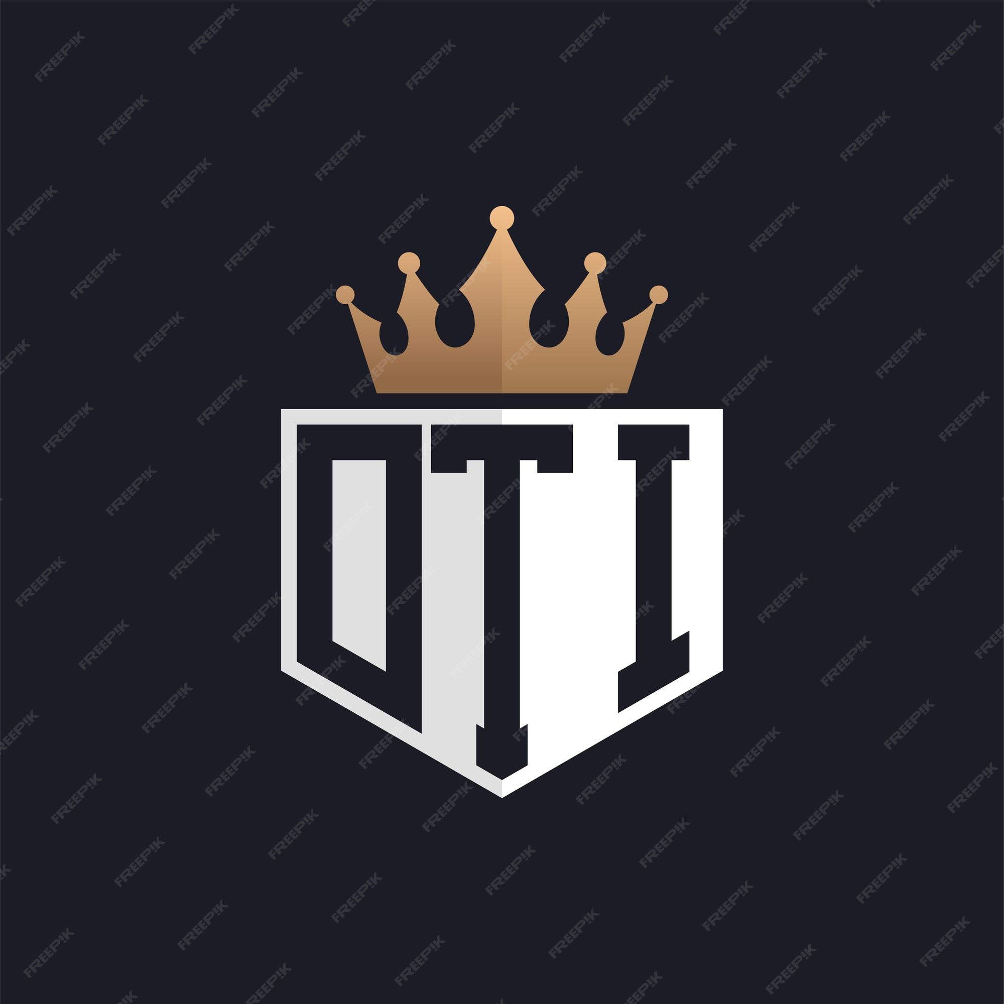 Logotipo DTI de luxo com coroa Iniciais elegantes Logotipo de letra DTI ...