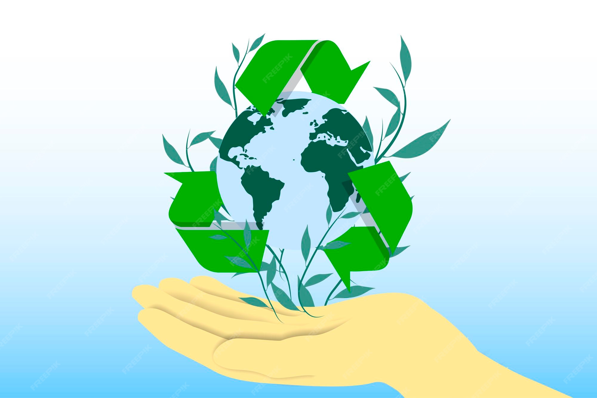 Mão Segurando O Planeta Terra Com Símbolo De Reciclagem Ao Seu Redor Cuidar Do Meio Ambiente