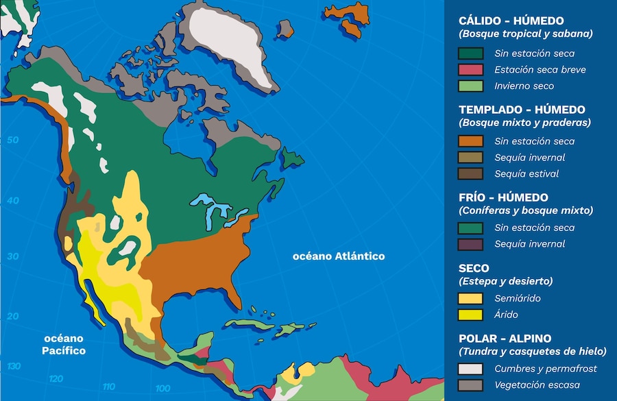 Mapa De Climas Da Zona Do Norte Da América E Do Centro Da América