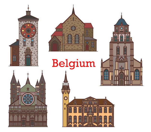 Marcos da arquitetura de bélgica em flanders lier | Vetor Premium Marcos da arquitetura de bélgica em flanders lier | Vetor Premium