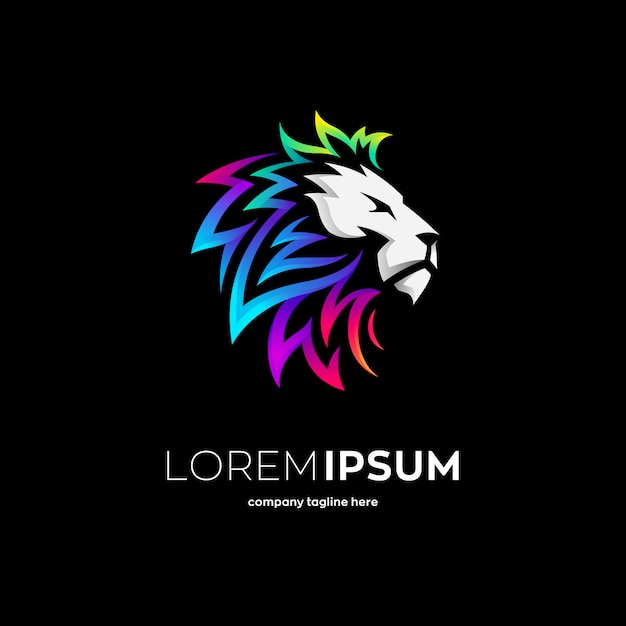 Modelo De Logotipo Colorido Leão Vetor Premium