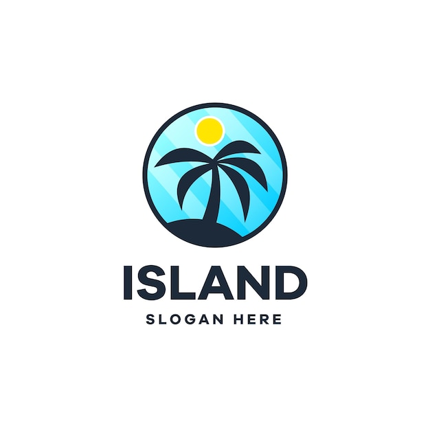Modelo de logotipo de palm island | Vetor Premium Modelo de logotipo de palm island | Vetor Premium