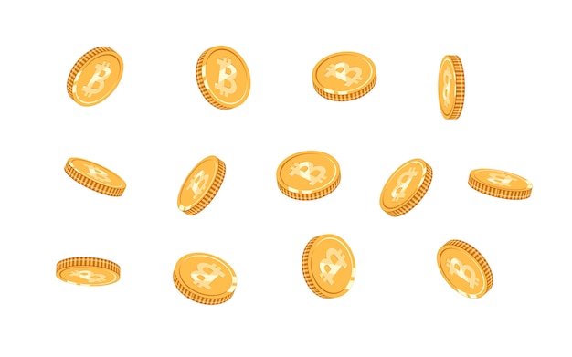 Moeda de ouro bitcoin em diferentes ângulos para animação. | Vetor Premium Moeda de ouro bitcoin em diferentes ângulos para animação. | Vetor Premium