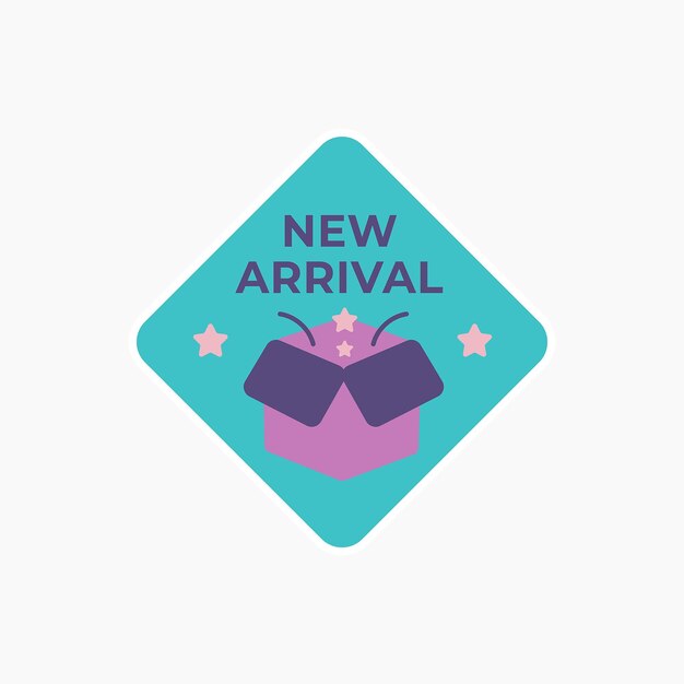 Novo adesivo de chegada | Vetor Premium Novo adesivo de chegada | Vetor Premium