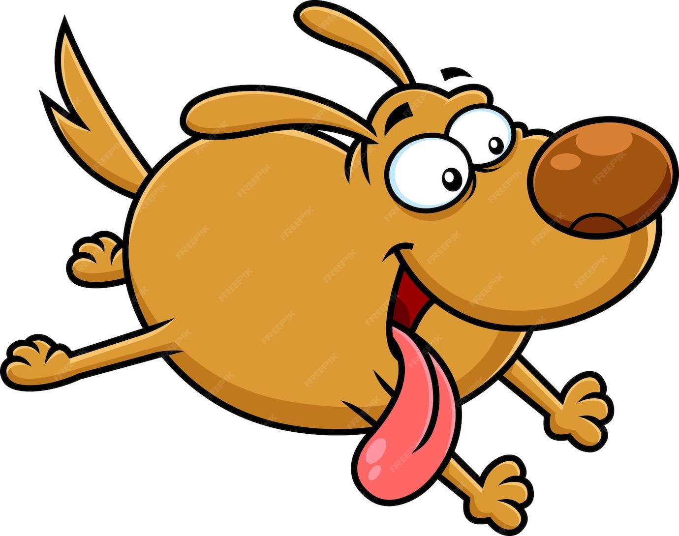 Personagem De Desenho Animado De Cachorro Feliz Correndo Com Língua De Fora Ilustração Vetorial