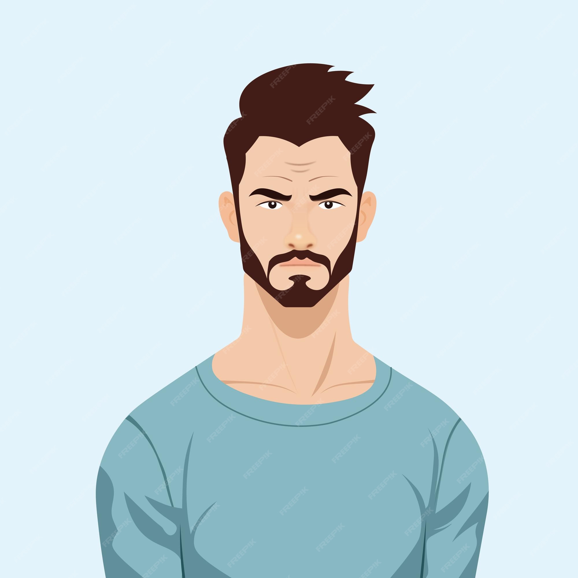 Personagem de desenho animado masculino sério e gratuito | Vetor Premium Personagem de desenho animado masculino sério e gratuito | Vetor Premium