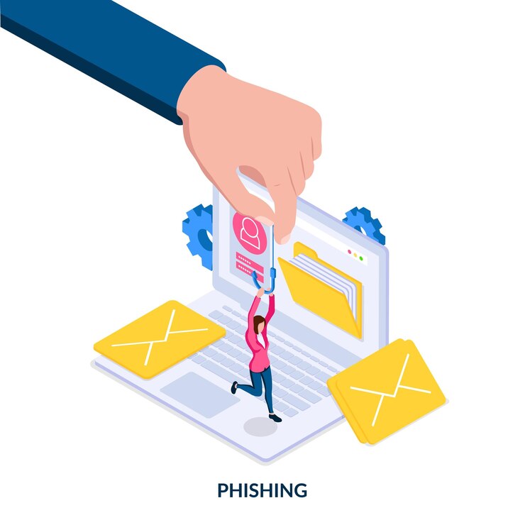 Phishing - fraude na internet. ilustração vetorial | Vetor Premium Phishing - fraude na internet. ilustração vetorial | Vetor Premium