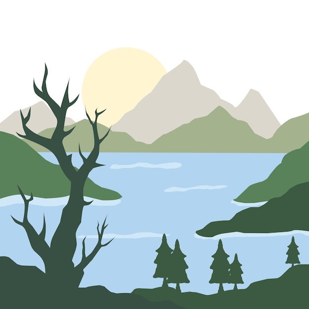 Projeto de ilustração de paisagem natural | Vetor Premium Projeto de ilustração de paisagem natural | Vetor Premium