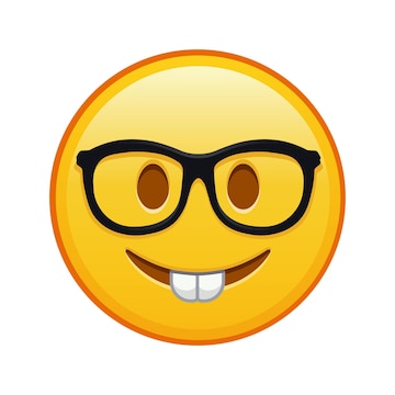 Rosto de nerd Grande tamanho de sorriso de emoji amarelo | Vetor Premium Rosto de nerd Grande tamanho de sorriso de emoji amarelo | Vetor Premium