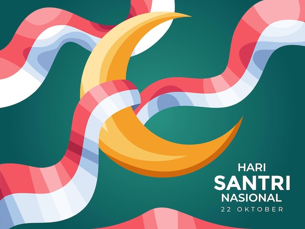 Selamat Hari Santri Nasional 22 De Outubro Vetor Premium