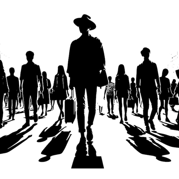 Silhueta em preto e branco de um grupo de pessoas orientais e asiáticas ... Silhueta em preto e branco de um grupo de pessoas orientais e asiáticas ...