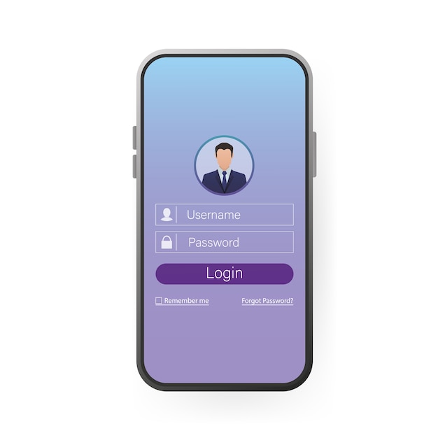 Smartphone de login do usuário para o site. interface do usuário da ... Smartphone de login do usuário para o site. interface do usuário da ...