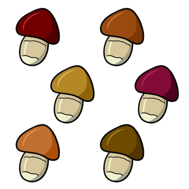 Um conjunto de ícones coloridos um pequeno cogumelo com um desenho ... Um conjunto de ícones coloridos um pequeno cogumelo com um desenho ...