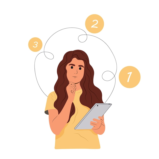 Uma pessoa olha para a sequência de seus negócios e tarefas uma jovem ... Uma pessoa olha para a sequência de seus negócios e tarefas uma jovem ...