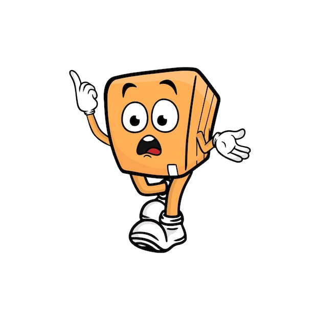 Vetor De Mascote De Desenho Animado De Personagem De Caixa Vetor Premium