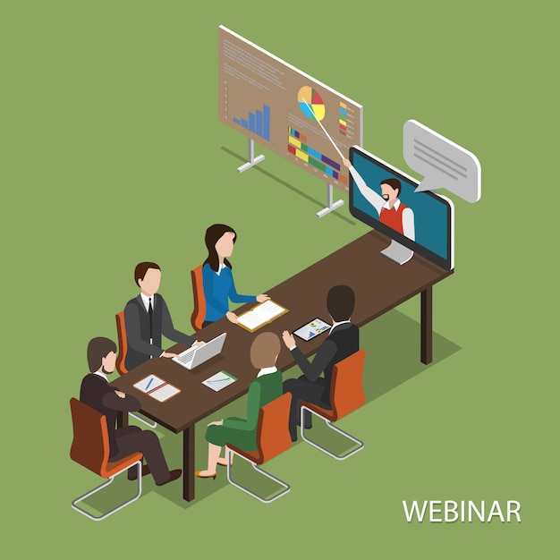 Webinar flat isometric | Vetor Premium Webinar flat isometric | Vetor Premium