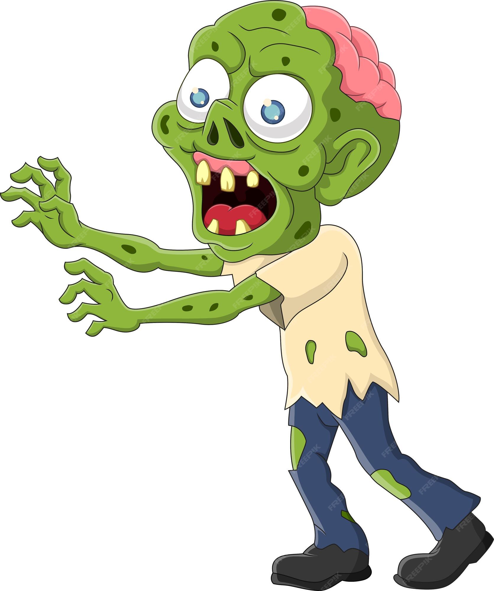 Zumbi De Desenho Animado Isolado No Fundo Branco Vetor Premium